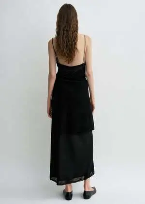 TOTEME Silk Satin Slip Dress With Tulle Trim