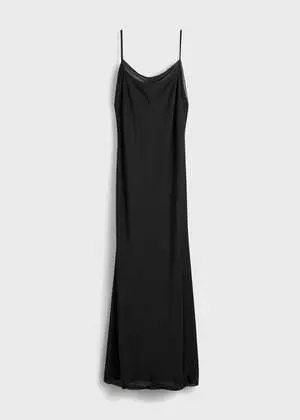 TOTEME Silk Satin Slip Dress With Tulle Trim