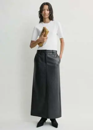 TOTEME Grained-leather Straight Skirt - Black