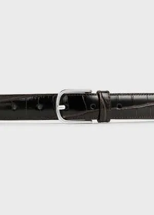 TOTEME Slim Croco-embossed Belt