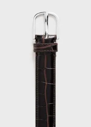 TOTEME Slim Croco-embossed Belt