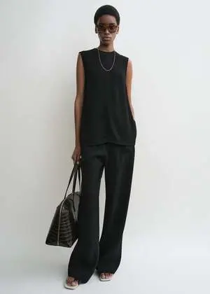TOTEME Woven Stripe Top - Black