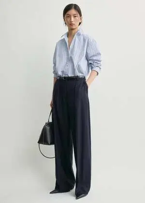 TOTEME Wide Flannel Trousers - Navy