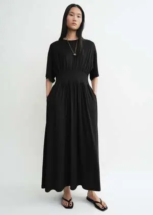 TOTEME Cotton Silk Tee Dress - Black