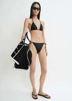 TOTEME Monogram Pointelle Bikini Top - Black