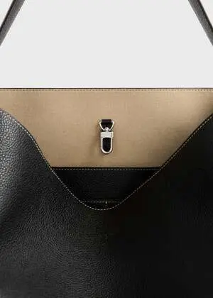 TOTEME Medium Belted Grained-leather Tote Bag - Black