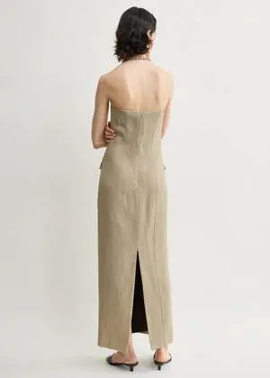 TOTEME Strapless Linen Pocket Maxi Dress