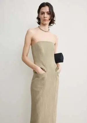 TOTEME Strapless Linen Pocket Maxi Dress