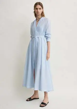 TOTEME Belted Cotton Voile Dress - Sky