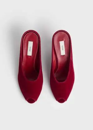 TOTEME Peep-toe Velvet Wedge Mules