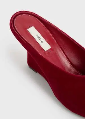 TOTEME Peep-toe Velvet Wedge Mules