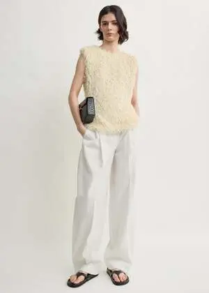 TOTEME Feathered-jersey Top - Eggshell