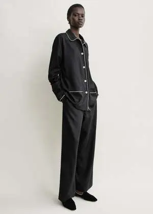 TOTEME Piped Pj Top - Black