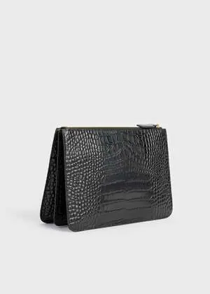 TOTEME Threefold Croco-embossed Clutch