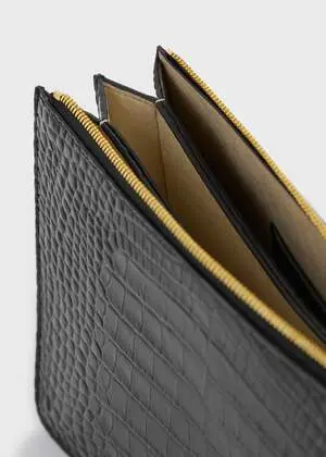 TOTEME Threefold Croco-embossed Clutch
