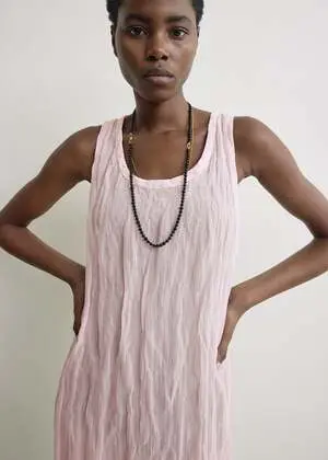 TOTEME Crinkled Cotton Tank Dress - Bloom