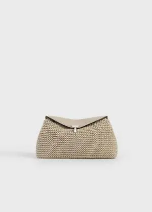 TOTEME T-lock Woven-leather Clutch - Fawn