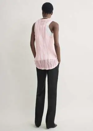 TOTEME Crinkled Cotton Tank With Metal Yarn