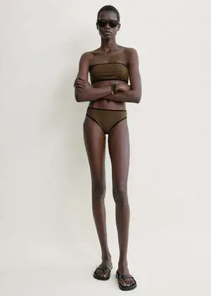 TOTEME Stripe Edge Bikini Bottoms - Walnut