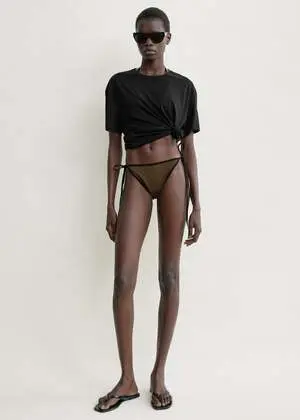 TOTEME Stripe Tie Bikini Bottoms - Walnut