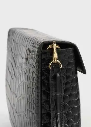 TOTEME Clip Croco-embossed Clutch