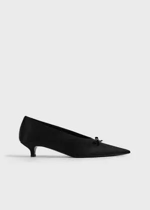 TOTEME Bow Satin Kitten Heel Pumps