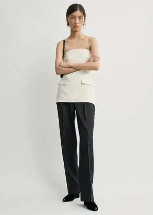 TOTEME Strapless Crepe Pocket Top - Ecru