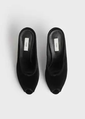 TOTEME Peep-toe Velvet Wedge Mules