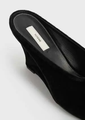 TOTEME Peep-toe Velvet Wedge Mules