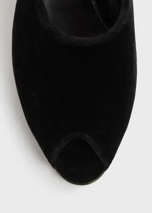 TOTEME Peep-toe Velvet Wedge Mules