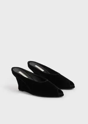 TOTEME Peep-toe Velvet Wedge Mules