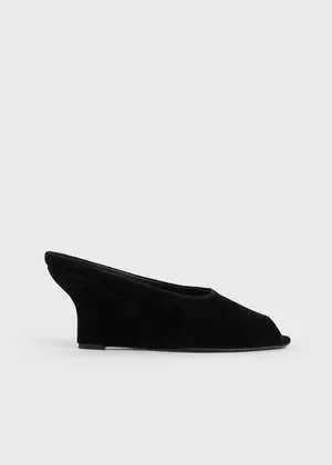 TOTEME Peep-toe Velvet Wedge Mules