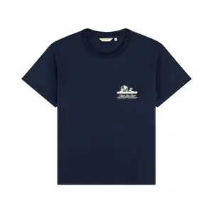 Aimé Leon Dore Cropped Aloe-blend Unisphere Tee 'navy Blazer - Blue