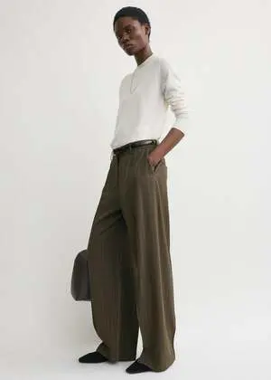 TOTEME Wide Pinstriped Trousers - Pepper