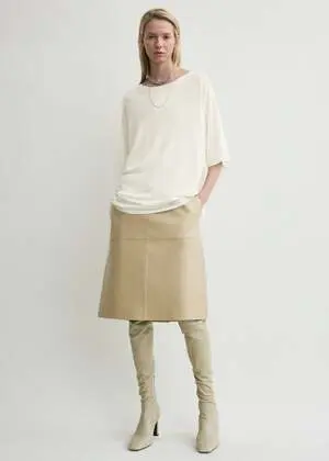 TOTEME Paneled Leather Skirt - Rye