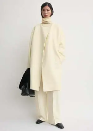 TOTEME Collarless Felt Coat - Ecru