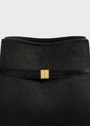 TOTEME Belted Pony Hair Effect Leather Bucket Bag - Black