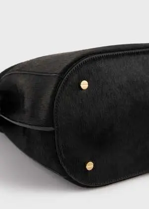 TOTEME Belted Pony Hair Effect Leather Bucket Bag - Black