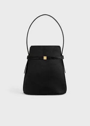 TOTEME Belted Pony Hair Effect Leather Bucket Bag - Black