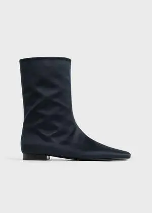 TOTEME Satin Ankle Boots - Navy
