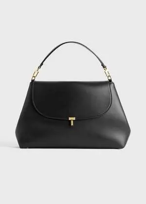 TOTEME T-lock Leather Satchel - Black
