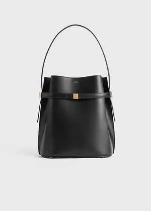 TOTEME Belted Leather Bucket Bag - Black