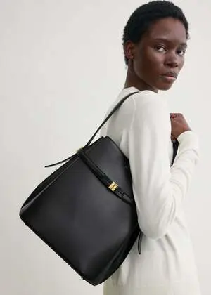 TOTEME Belted Leather Bucket Bag