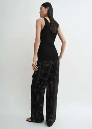 TOTEME Monogram Silk Pj Bottoms Black