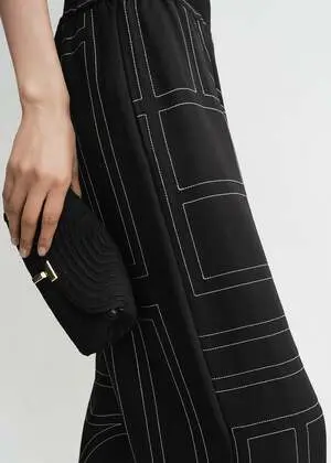 TOTEME Monogram Silk Pj Bottoms Black