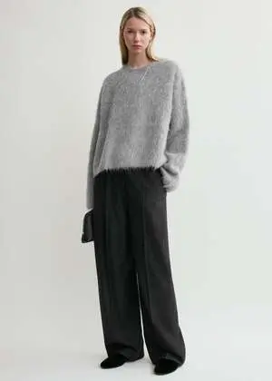 TOTEME Boxy Alpaca Knit Grey Mélange - Grey Melange