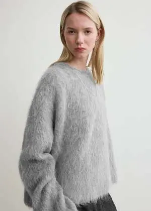 TOTEME Boxy Alpaca Knit Grey Mélange