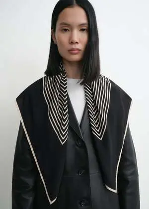 TOTEME Centered Monogram Silk Scarf Black