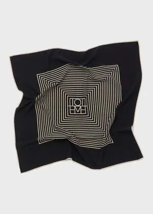 TOTEME Centered Monogram Silk Scarf Black