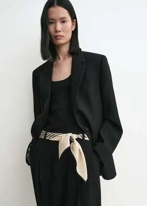 TOTEME Centered Monogram Silk Scarf Crème